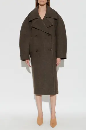 Balenciaga Double-breasted Wool Coat - Brown