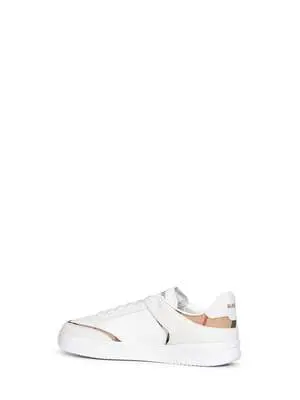Burberry White And Archive Beige Leather And Nylon Harrow Sneakers