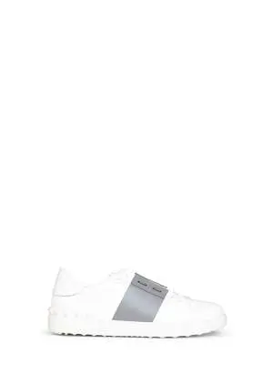 Valentino Garavani White And Dark Steel Calfskin Leather Open Sneakers - Multicolor