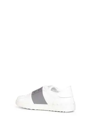Valentino Garavani White And Dark Steel Calfskin Leather Open Sneakers - Multicolor