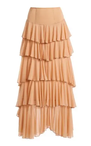 Ulla Johnson Marta Ruffled Maxi Skirt - Tan