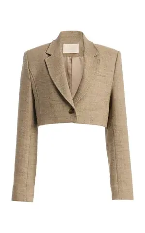 Ulla Johnson Ondine Cotton-linen Cropped Blazer - Grey