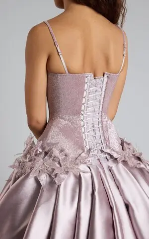 WIEDERHOEFT Stargazer Beaded Silk-mikado Ball Skirt