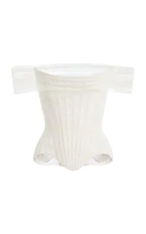 WIEDERHOEFT Off-the-shoulder Double-faced Silk-satin Corset - White