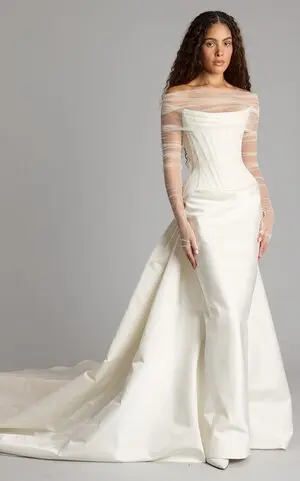 WIEDERHOEFT Off-the-shoulder Double-faced Silk-satin Corset