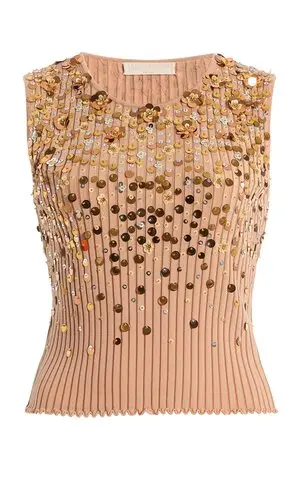 Ulla Johnson Aurelie Embellished Knit Tank - Tan
