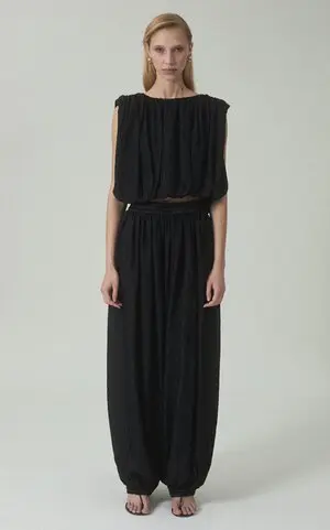 HEIRLOME Teagan Pleated Silk Wide-leg Pants - Black