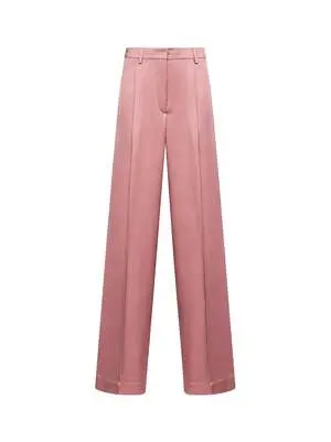 Dries Van Noten Old Rose Fluid Crepe Satin Portias Straight-leg Trousers - Multicolor