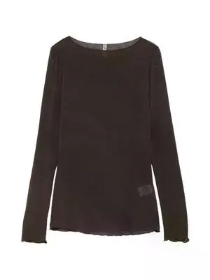 DANIELE FIESOLI Boat-neck Long-sleeve Sweater - Brown