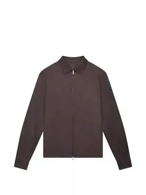 VALENZA Zip-up Supima Cotton Overshirt - Brown
