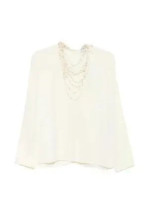 FORTE_FORTE Embellished Blouse - Neutrals
