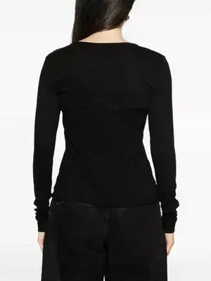 BOBI Seamed V-neck Long-sleeve T-shirt