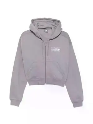 NEW BALANCE Logo-print Zip-fastening Hoodie - Grey