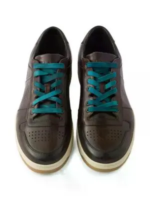 Prada Downtown Aged Leather Sneakers - Brown