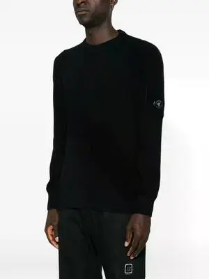 C.P. COMPANY Lens-detail Raglan-sleeve Sweater - Black