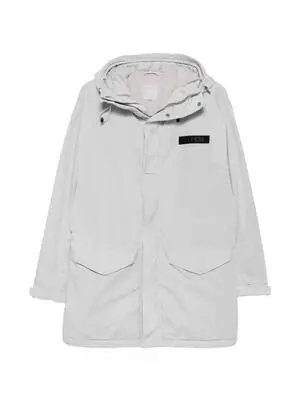 Aspesi Hooded Logo-patch Coat - Grey