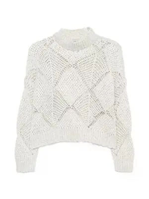 Antonelli Firenze Open-knit Sequin-embellished Sweater - Neutrals