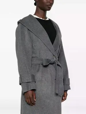 SOLOTRE Hooded Belted Coat - Grey