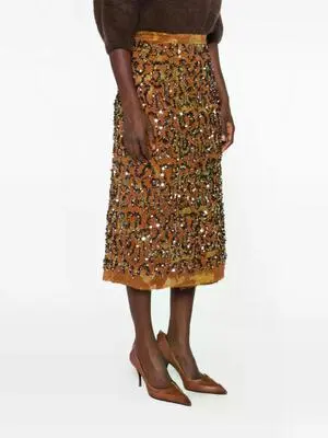 Dixie Sequin-embellished Patterned Midi Skirt