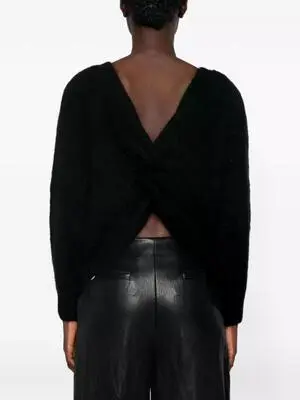 Dixie Twist-detail Open-back Sweater - Black