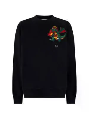 Philipp Plein Fleece Sweatshirt With Chest Dragon - Black