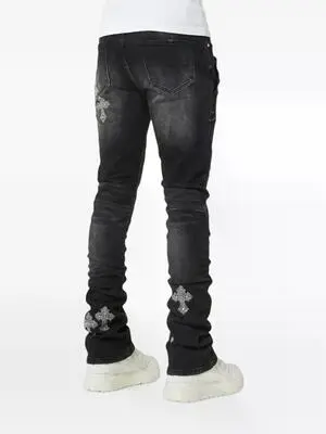 GUAPI Rhinestone-embellished Stacked Jeans