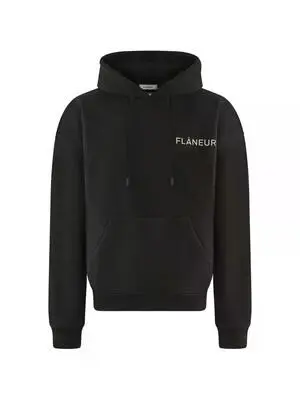 FLANEUR Logo-print Washed Hoodie - Black