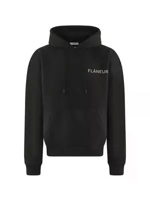 FLANEUR Logo-print Washed Hoodie - Black