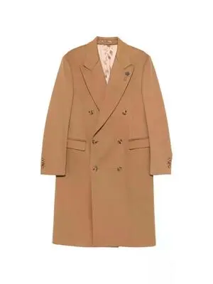 LARDINI Double-breasted Peak-lapels Coat - Neutrals