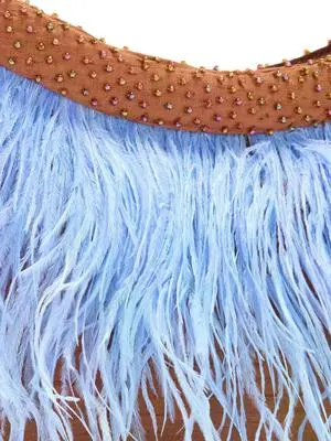 Staud Winslow Feather-trim Bead-embellished Shoulder Bag - Blue