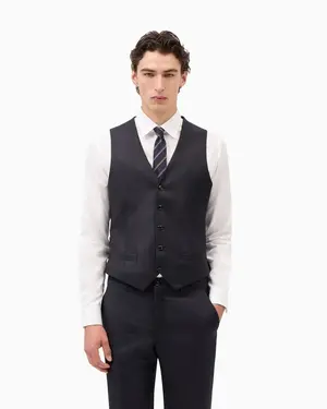 Giorgio Armani Single-breasted Pinstripe Vest In Virgin Wool And Cashmere