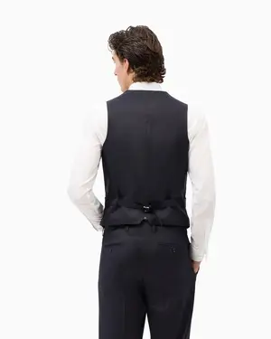 Giorgio Armani Single-breasted Pinstripe Vest In Virgin Wool And Cashmere