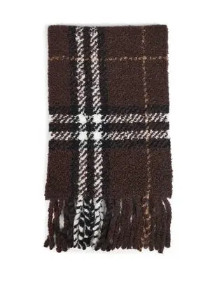 Burberry Treacle Brown Check Bouclé Wool And Alpaca Blend Scarf - Multicolor