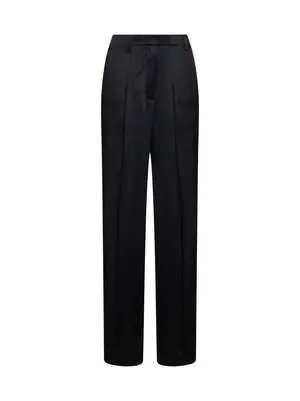Dries Van Noten Black Fluid Crepe Satin Portias Straight-leg Trousers - Multicolor