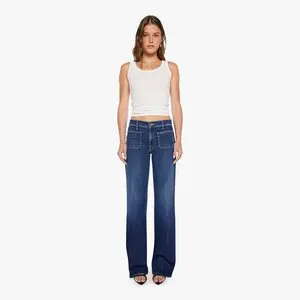MOTHER The Patch Pocket Mid Rise Maven Sneak Backstage Pass Jeans - Blue