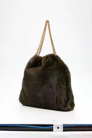 Stella McCartney Medium Falabella Faux-fur Chain-link Shoulder Bag - Brown