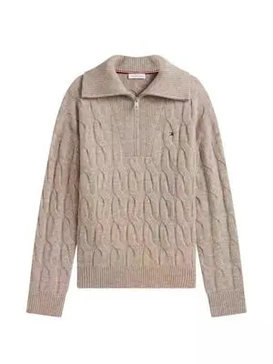 Tommy Hilfiger Cable-knit Quarter-zip Sweater - Neutrals