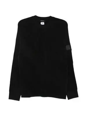 C.P. COMPANY Ribbed-knit Lens-detail Sweater - Black