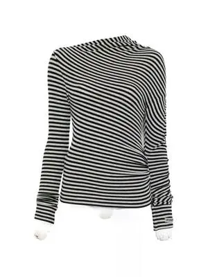 Pinko Striped Draped T-shirt - Grey