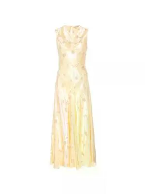 DÔEN Floral-jacquard Sleeveless Maxi Dress - Yellow