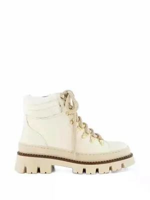 GIBALDI Shearling-trim Lace-up Boots - Neutrals