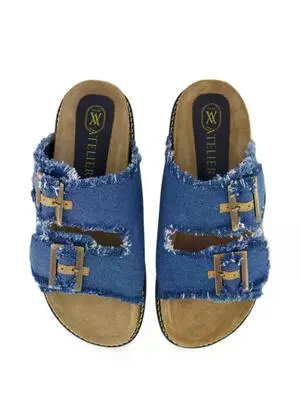 GIBALDI Buckle-fastening Frayed-edge Sandals - Blue