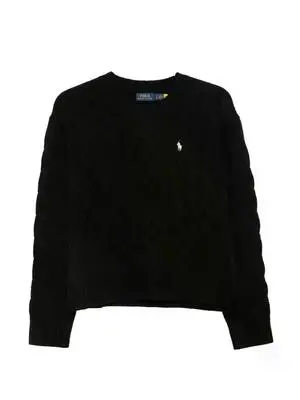 Polo Ralph Lauren Cable-knit Embroidered-logo Sweater - Black