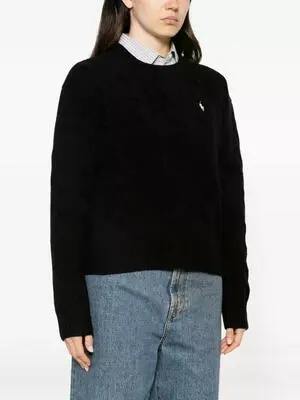 Polo Ralph Lauren Cable-knit Embroidered-logo Sweater - Black