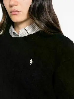 Polo Ralph Lauren Cable-knit Embroidered-logo Sweater - Black