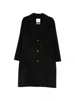 SOLOTRE Single-breasted Notched-lapels Coat - Black