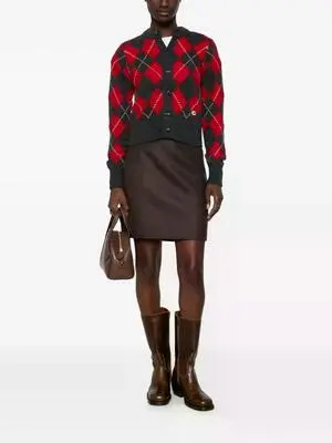 AMI Paris Argyle-knit Cardigan - Red