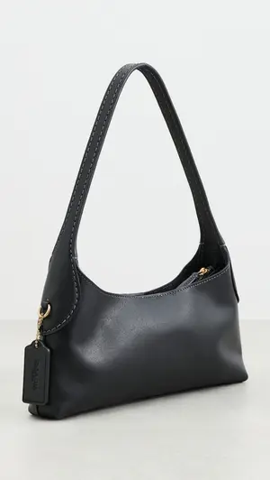 COACH Natural Grain Leather 26 Brooklyn Shoulder Bag - Black