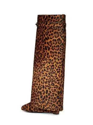 Givenchy Leopard Pony-effect Leather Shark Pinch Knee-high Boots