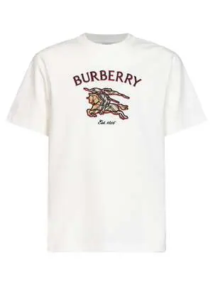 Burberry Chalk Cotton T-shirt With Knight Check - Multicolor